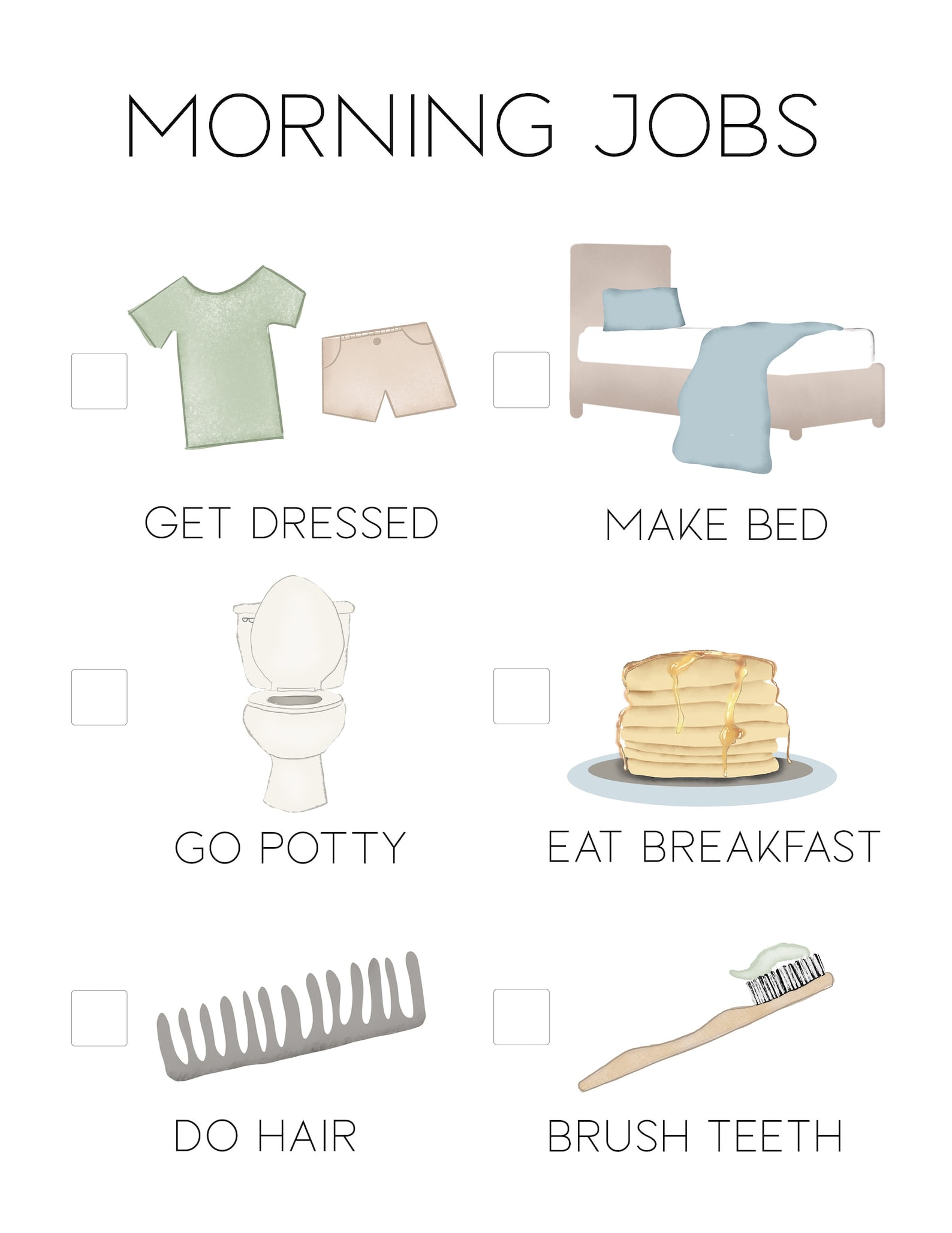 Kids Morning and Evening Chore Chart Boys Chore Chart Simple - Etsy