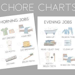Kids Morning and Evening Chore Chart, Boys Chore Chart, Simple ...