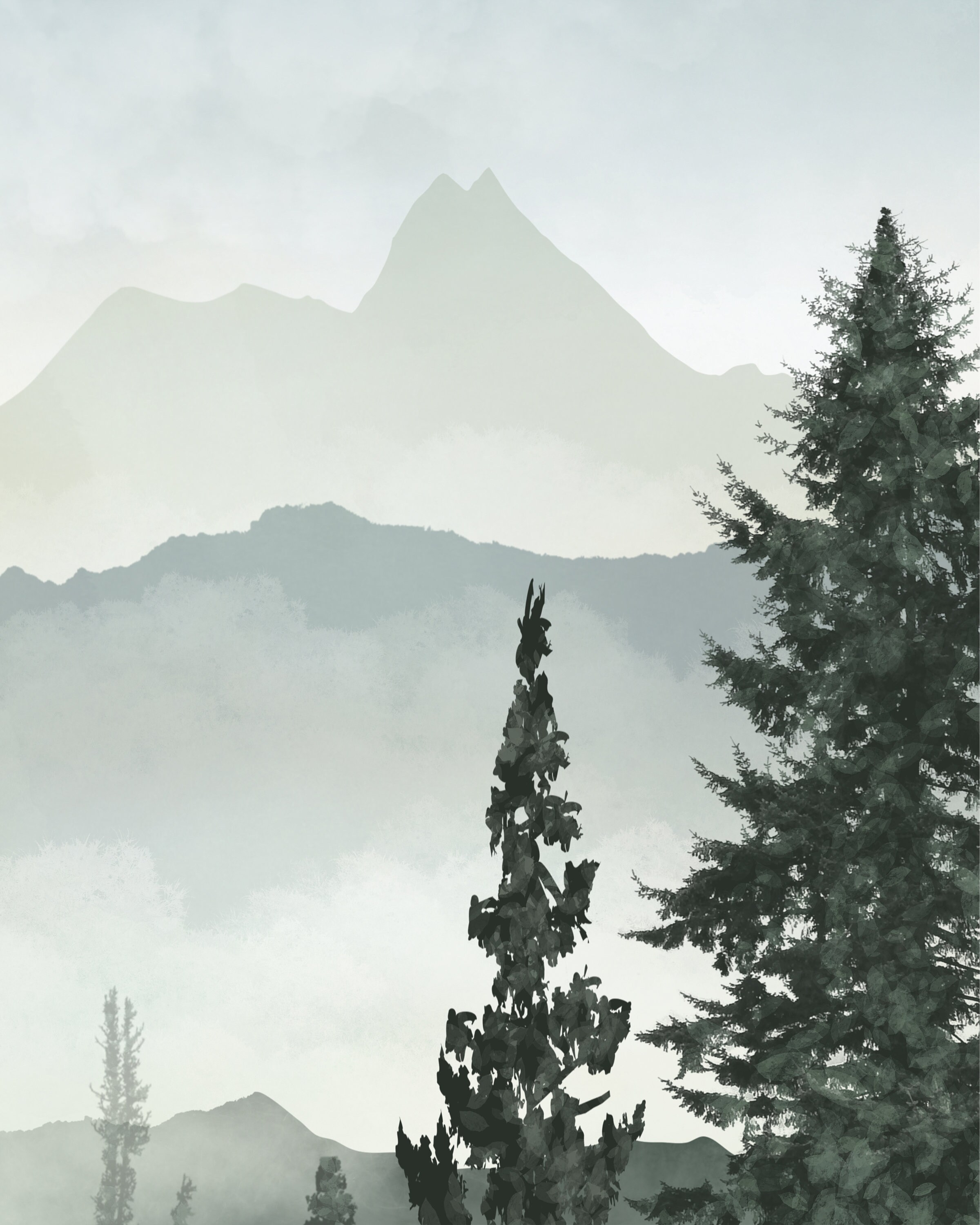 Woodland Forrest Mountain Watercolor Nursery Print Set Forest - Etsy