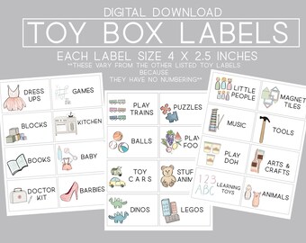 Kids Toy Room Organization Labels Storage Picture Printables | Etsy
