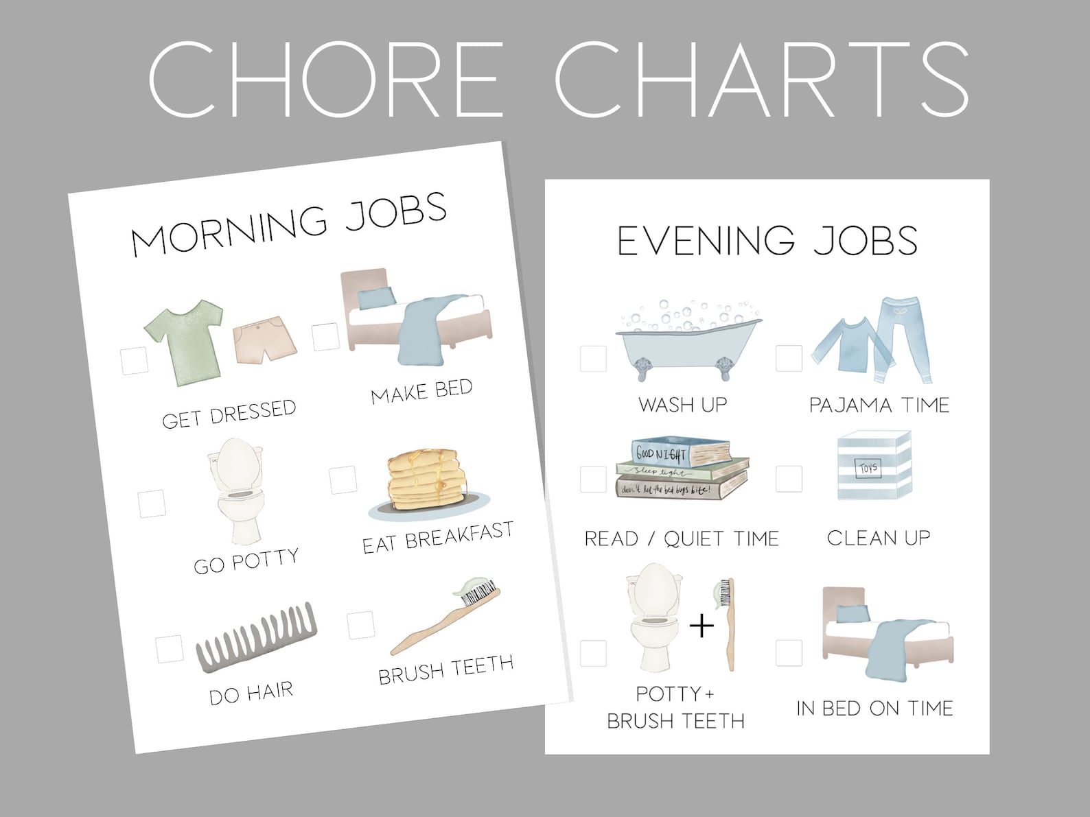 Kids Morning and Evening Chore Chart Boys Chore Chart Simple - Etsy