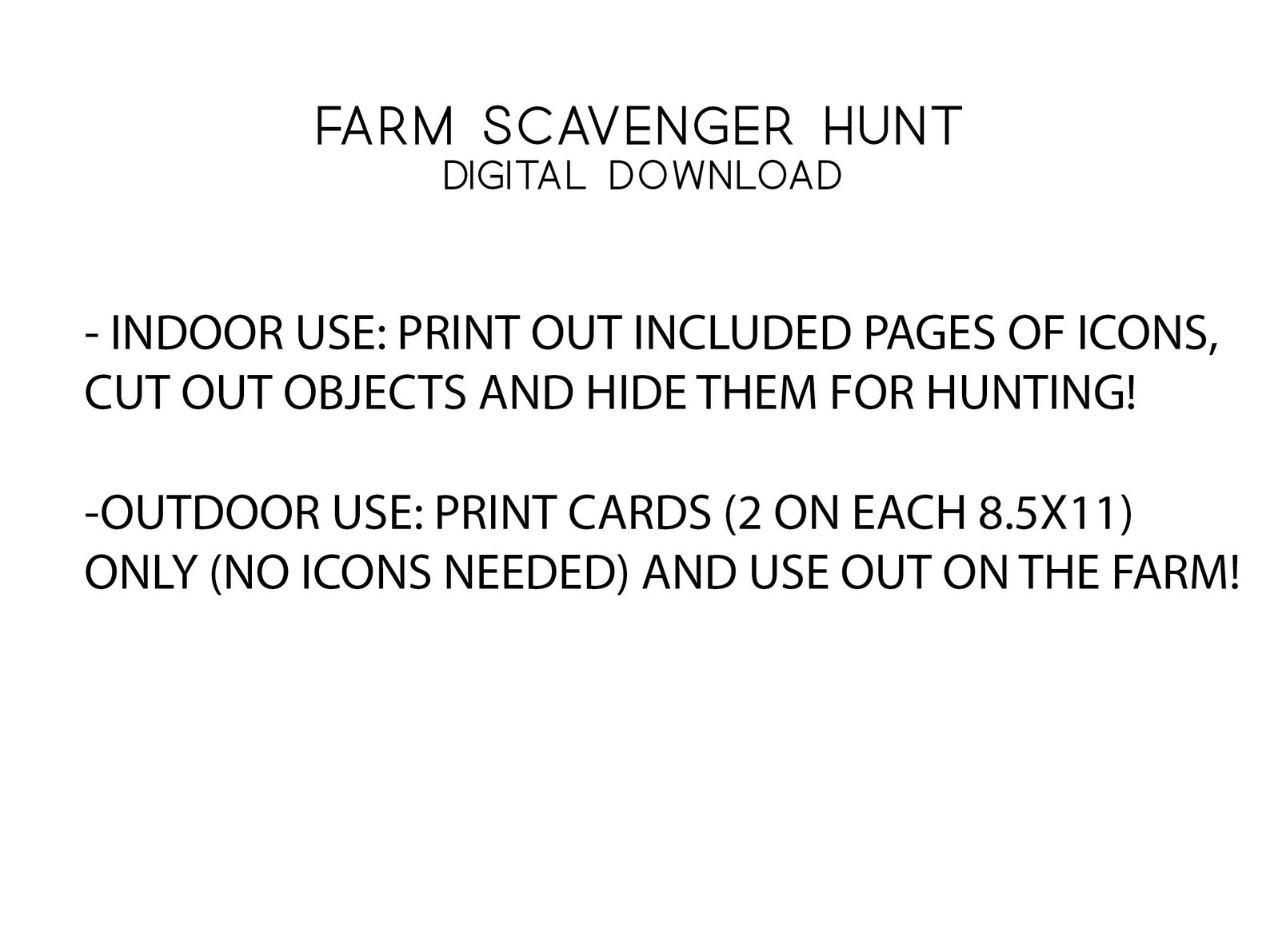 Printable Farm Scavenger Hunt for Kids Farm Birthday Party | Etsy