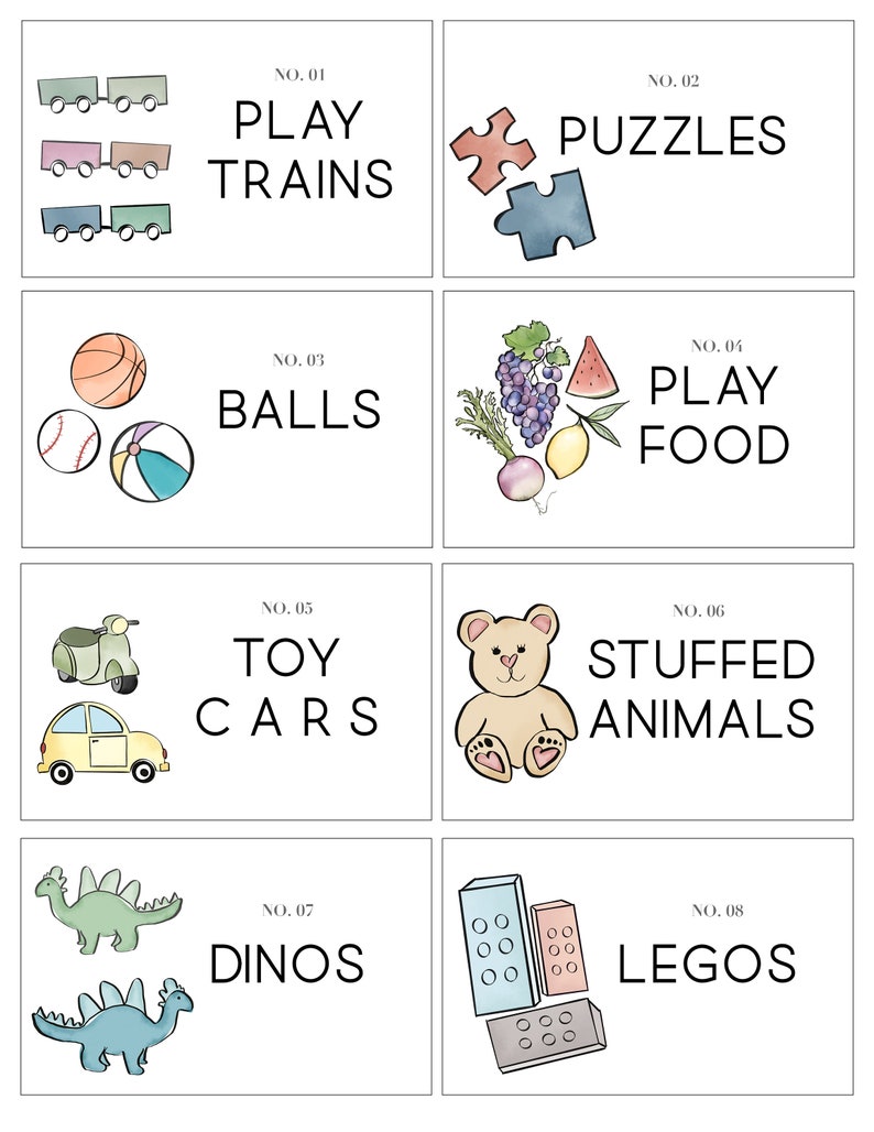Kids Toy Room Organization Labels Storage Picture Printables - Etsy