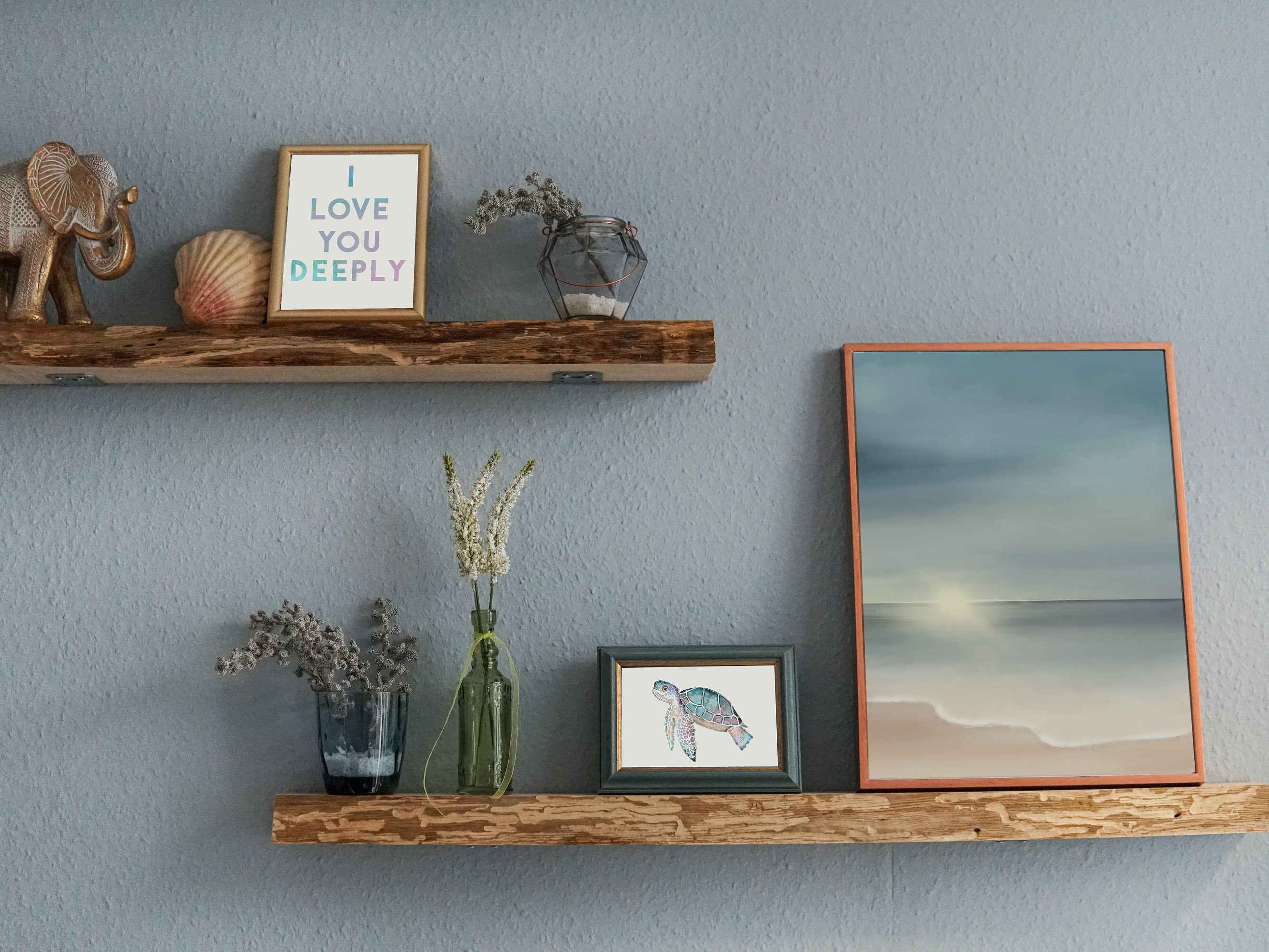 Soft Muted Beach Scene Watercolor Digital Download Coastal - Etsy