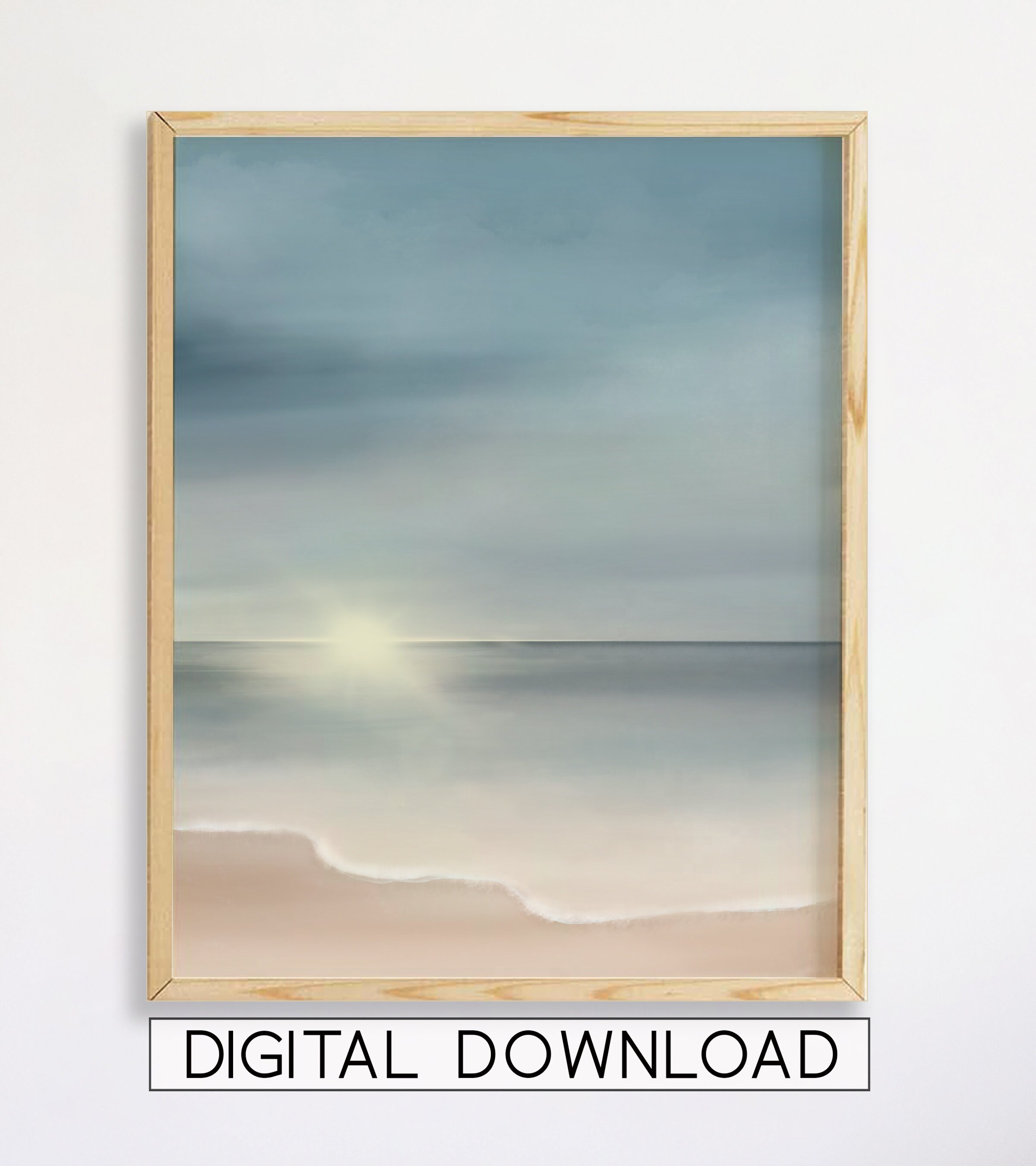 Soft Muted Beach Scene Watercolor Digital Download Coastal - Etsy
