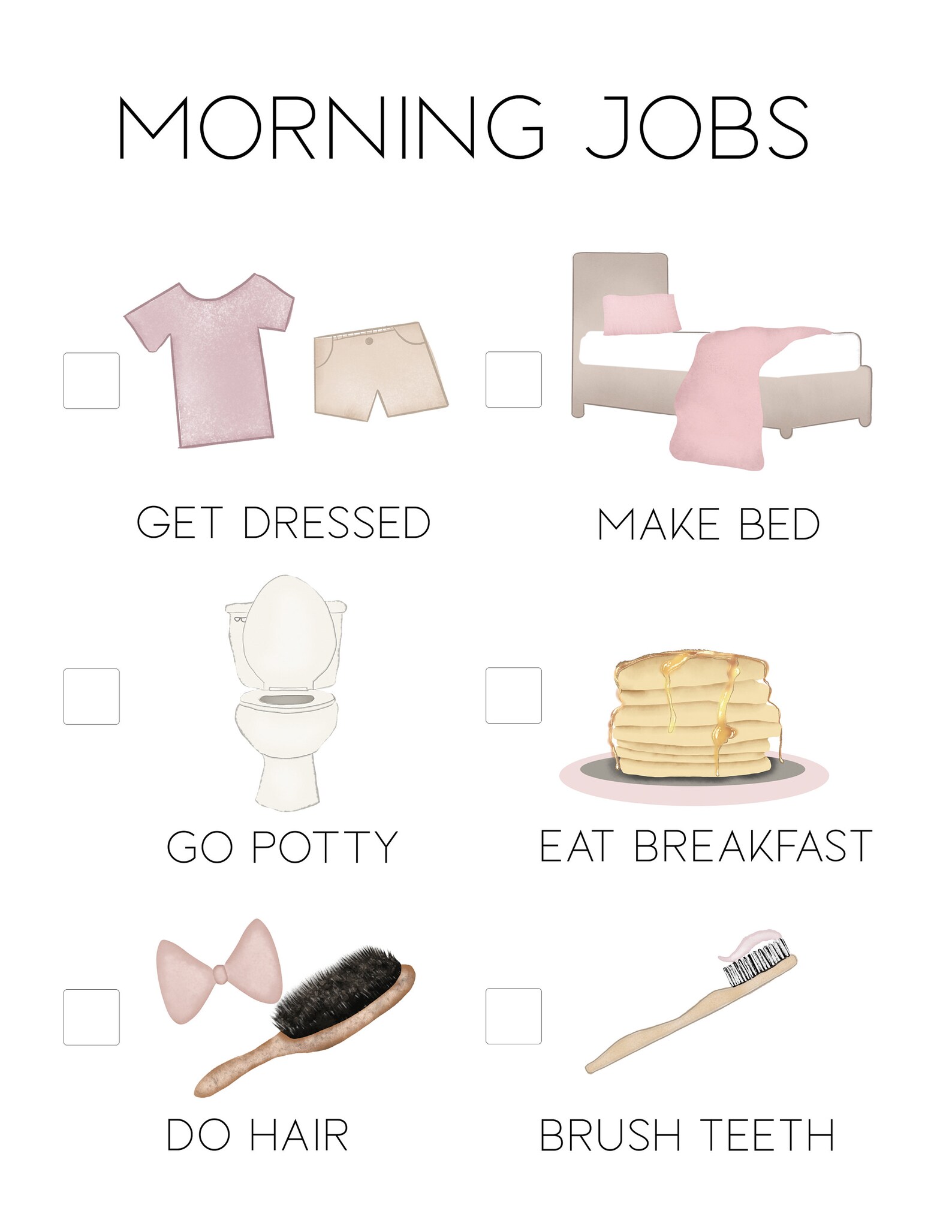 Kids Morning and Evening Chore Chart Kids Chore Chart Simple - Etsy