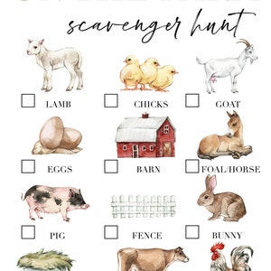 Printable Farm Scavenger Hunt for Kids, Farm Birthday Party Game, Farm ...