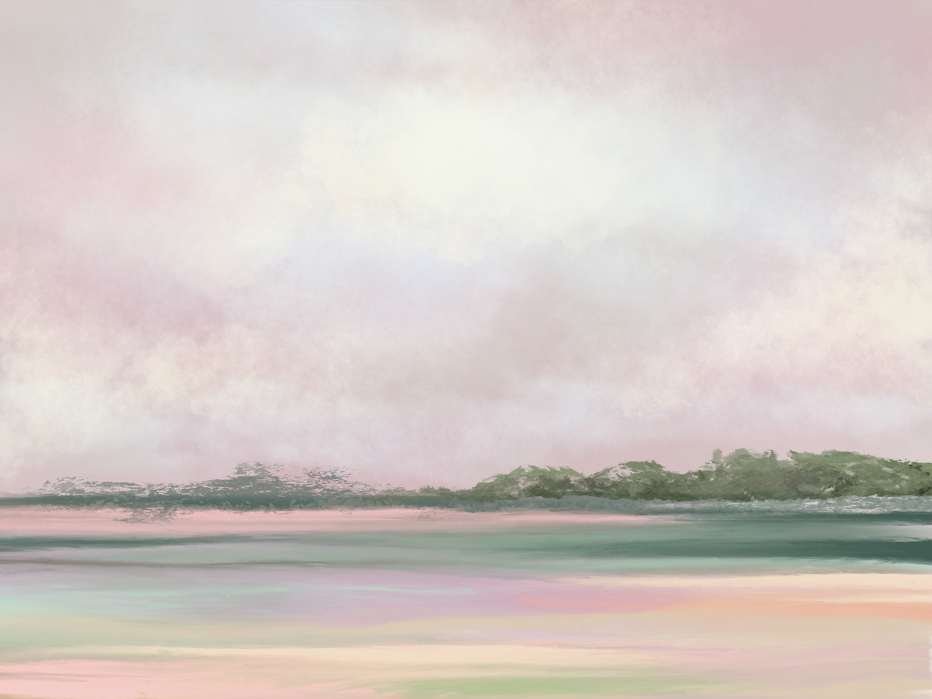 Pink Abstract Landscape Painting 48x36, Large Instant Download Wall Art ...