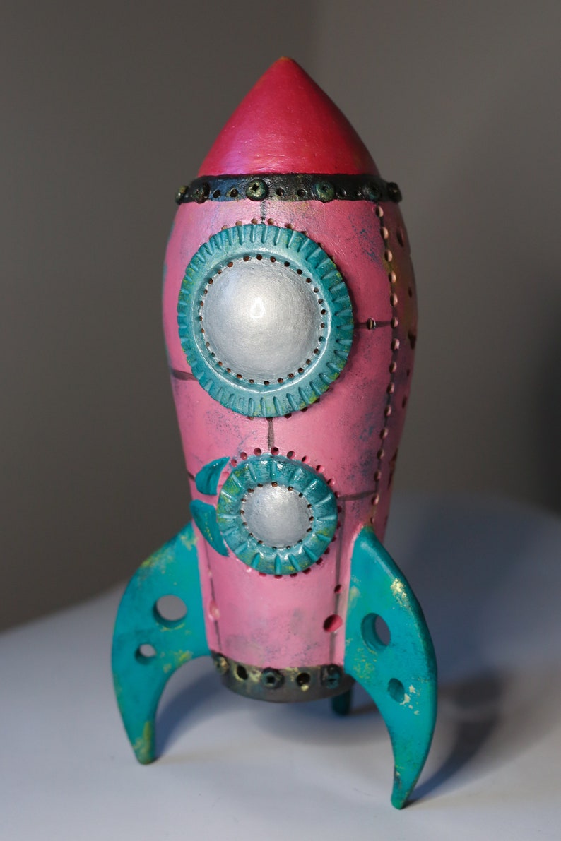 Felix 50s Style Pink Ceramic Rocket Light Sculpture. Perfect - Etsy