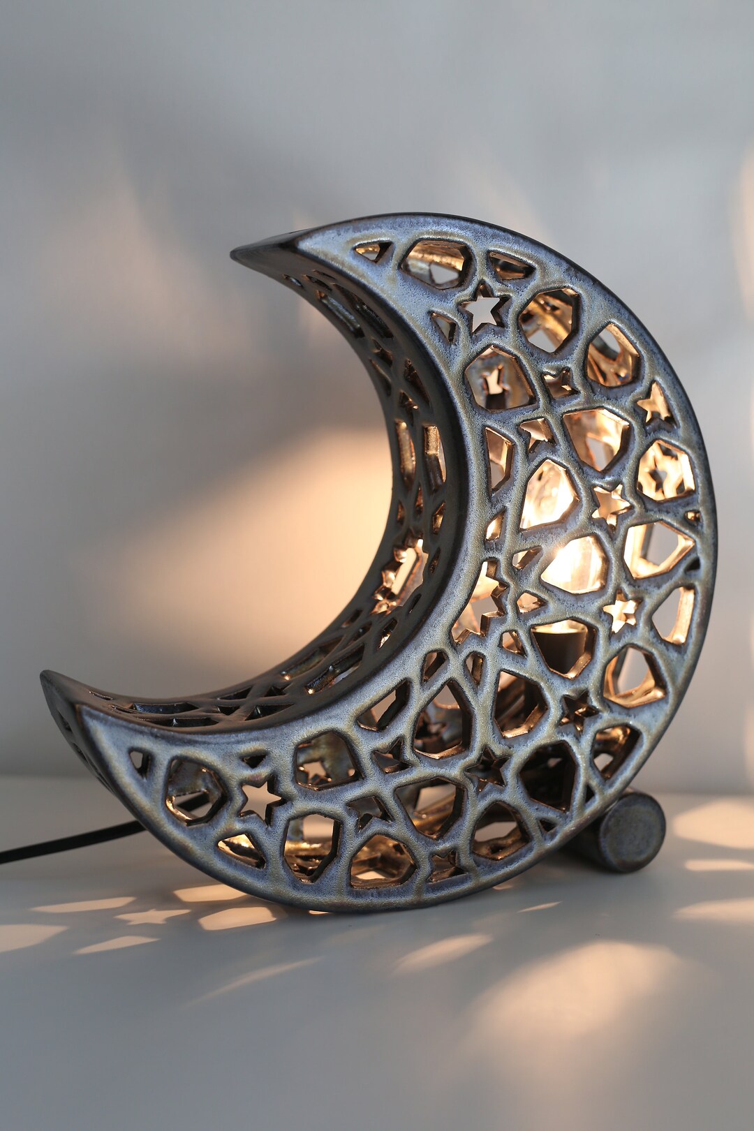 Mesmerizing Moroccan Moon Light Sculpture. Glazed Ceramic Moon - Etsy UK