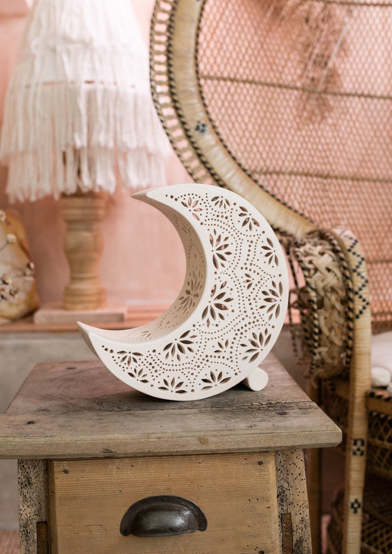 Ceramic Moon Lamp. Delicate Mandala Design. - Etsy