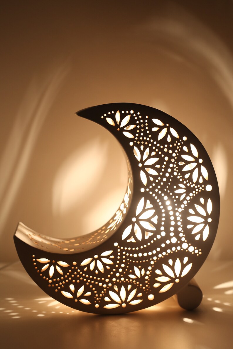 Ceramic Moon Lamp. Delicate Mandala Design. - Etsy