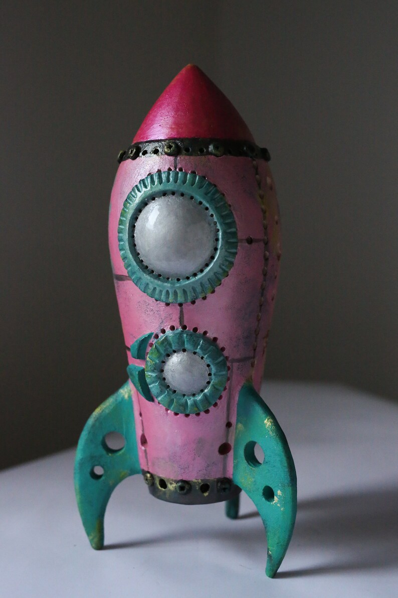 Felix 50s Style Pink Ceramic Rocket Light Sculpture. Perfect - Etsy