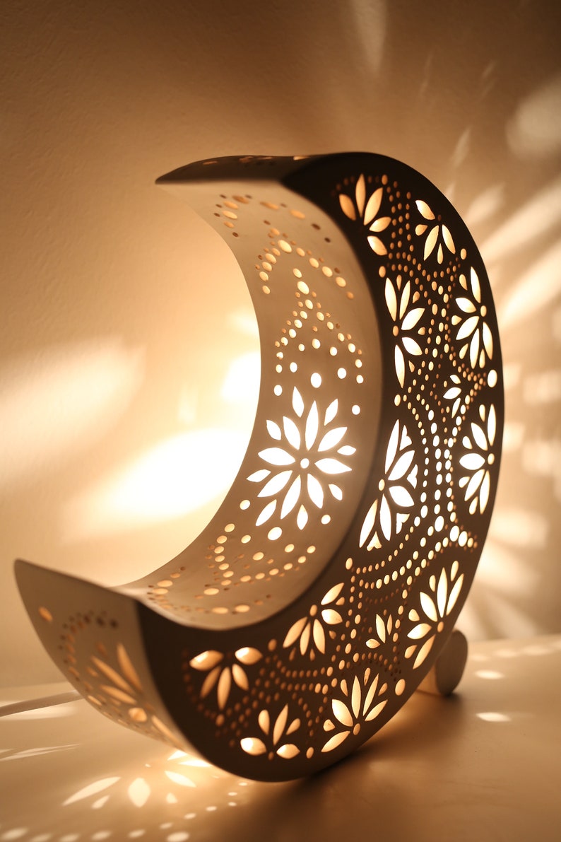 Ceramic Moon Lamp. Delicate Mandala Design. - Etsy