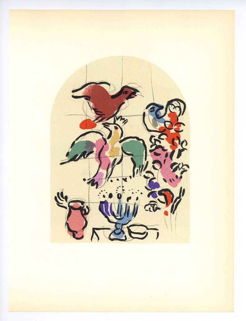 Marc Chagall tribe of Asher Jerusalem Windows Lithograph - Etsy Marc Chagall tribe of Asher Jerusalem Windows Lithograph - Etsy