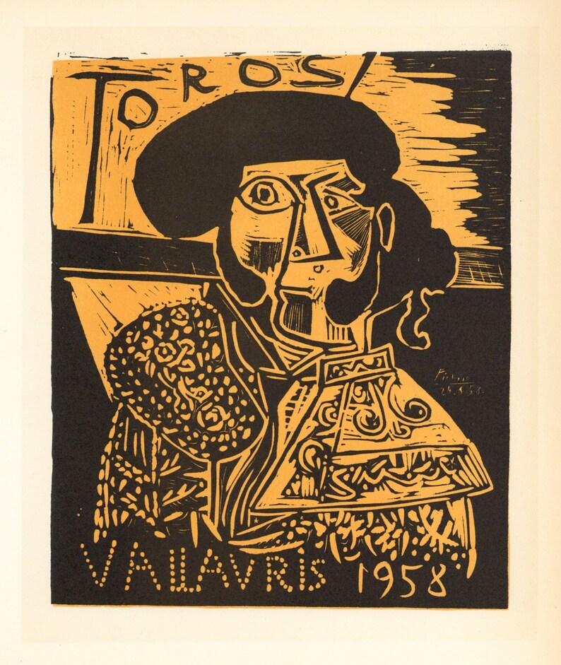 Pablo Picasso Lithograph Poster "toros Vallauris" - Etsy