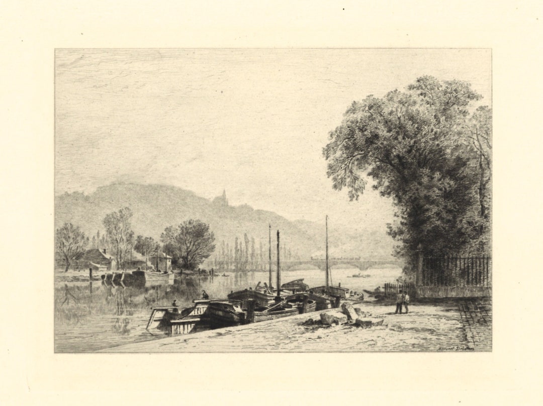 Alfred Brunet-debaines Original Etching "on the Seine Near Rouen" - Etsy