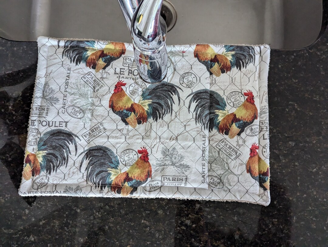 Drip Catcher/dish Drying/splash Mat - Extra Deep - Roosters - Great for ...
