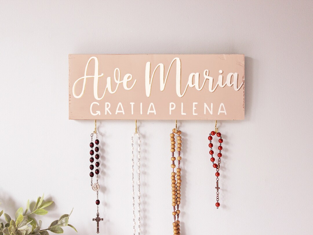 Catholic Mom Gift . Rustic Rosary Display . Rosary Wall Hanger ...