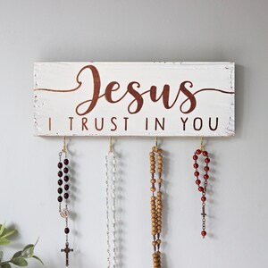 Custom Rosary Wall Holder . Divine Mercy Sign. Farmhouse Rosary Display ...
