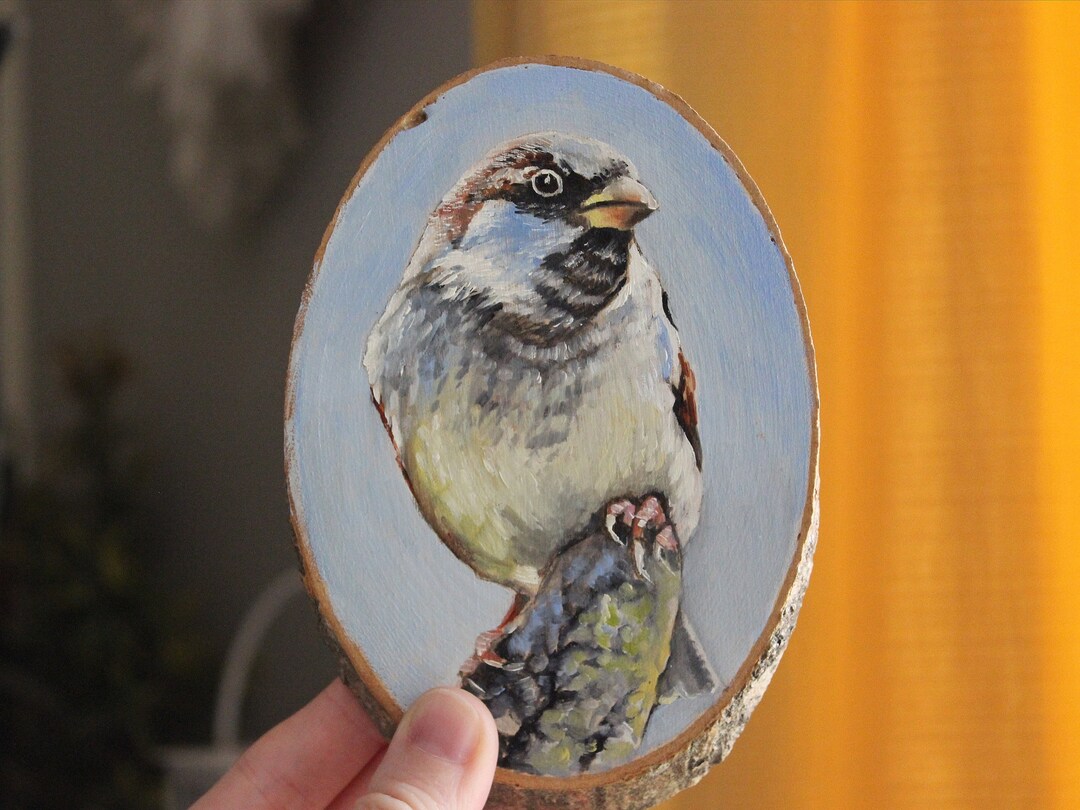 Sparrow Wood Slice Ornament . Bird Cottagecore Decor . Sparrow - Etsy