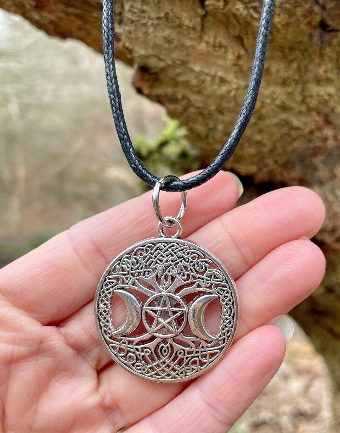 Triple Moon Tree of Life Pentacle Pentagram Triple Goddess Maiden ...