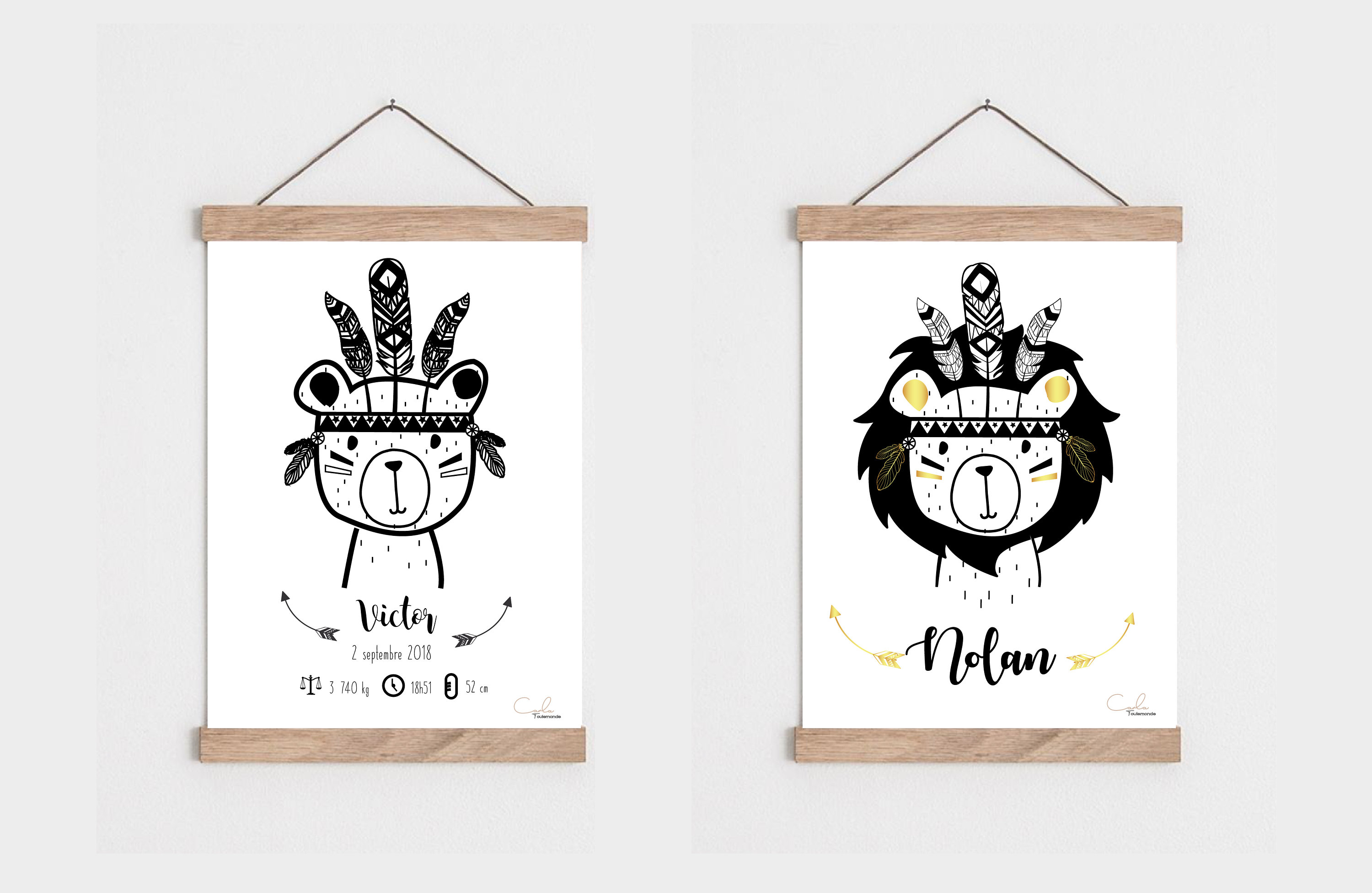 Affiches Boho personnalisables ours, lion, lapin, Koala, éléphant ...