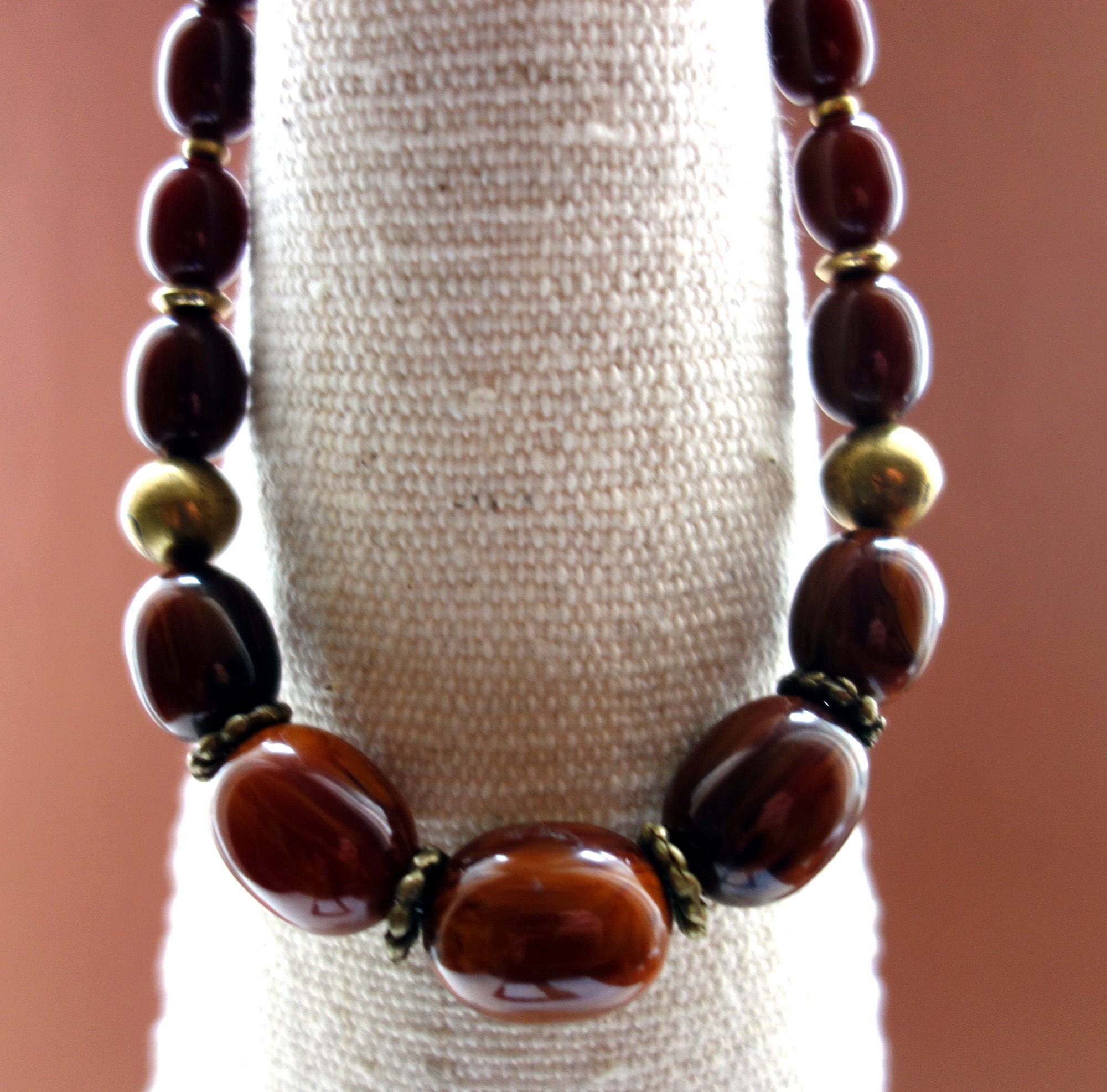 Vintage Bakelite Necklace With Brassbeads - Etsy