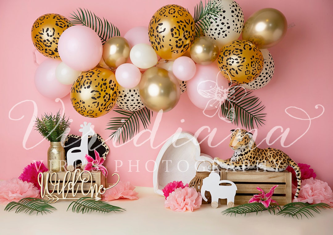 Wild One Safari Digital Backdrop, One Year Digital Backdrop for Girl ...
