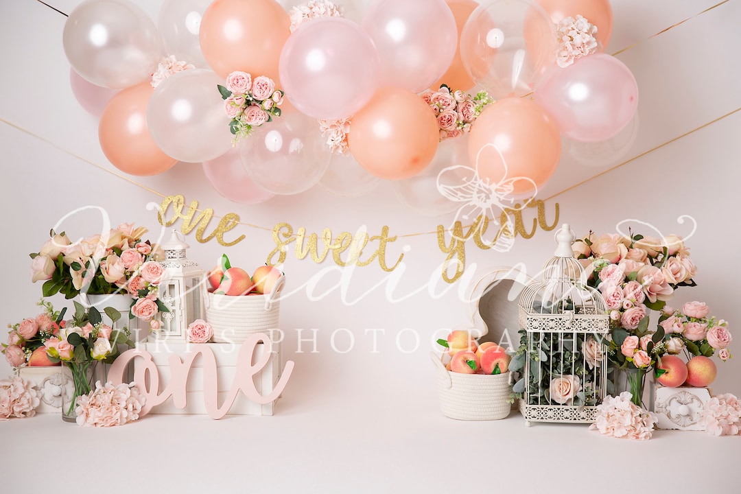 Photography Digital Backdrop, One Year Digital Backdrop for Girl, Cake ...