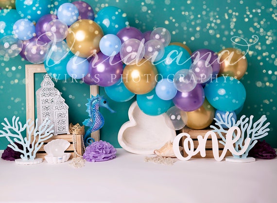 Mermaid Under the Sea Digital Backdrop One Year Digital - Etsy