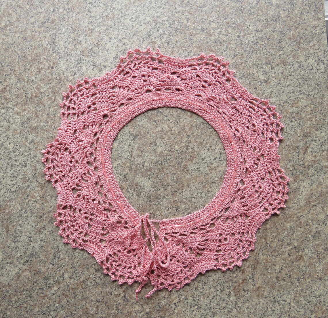 Pink Lace Collar Peter Pan Detachable Collar Crochet Neck Accessory - Etsy