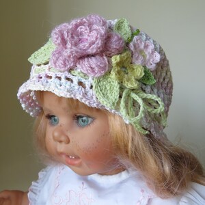 Girl's Knit Hat With Flowers Crochet Summer Beach Hat Floral Beanie ...