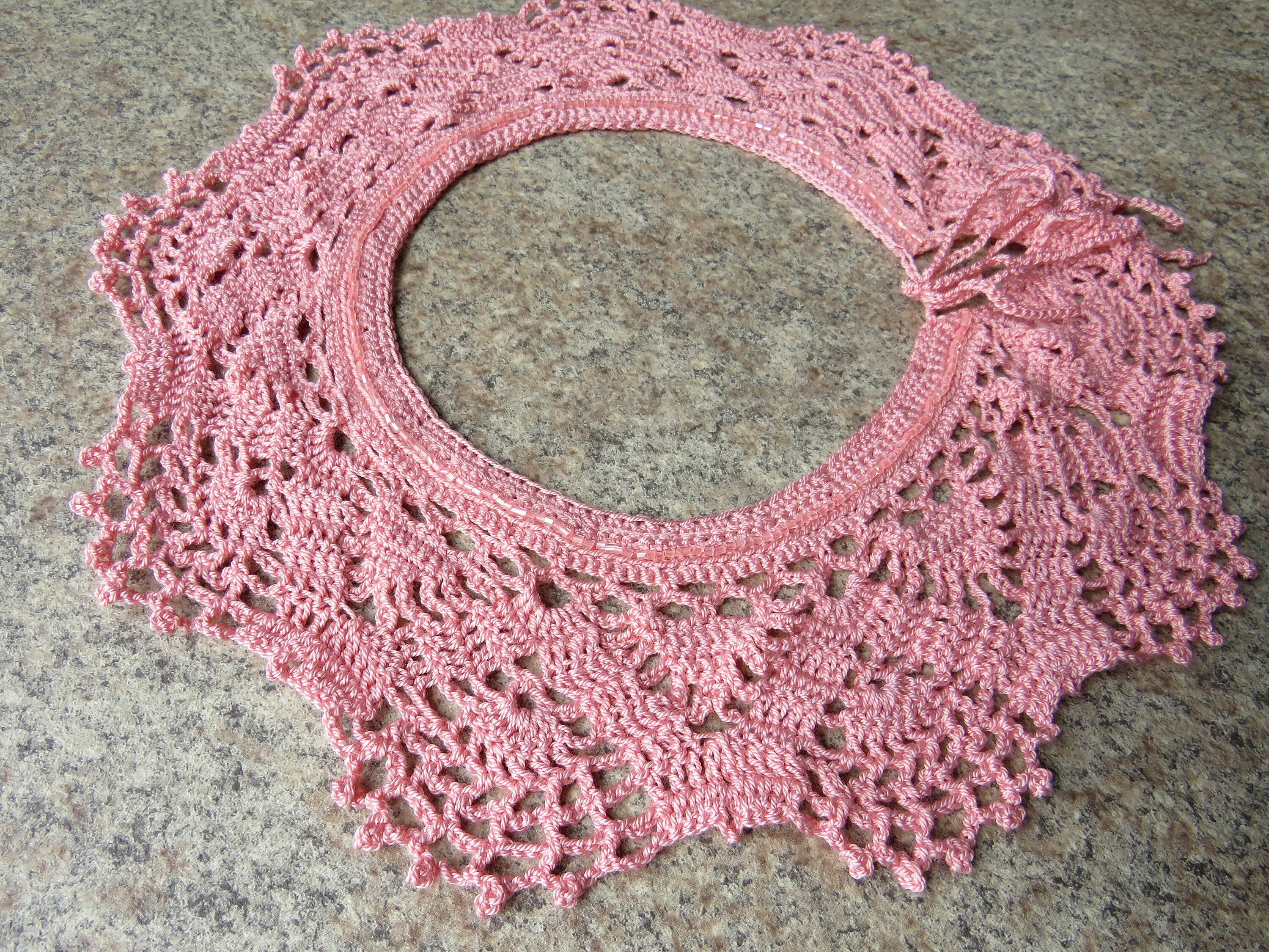 Pink Lace Collar Peter Pan Detachable Collar Crochet Neck Accessory - Etsy
