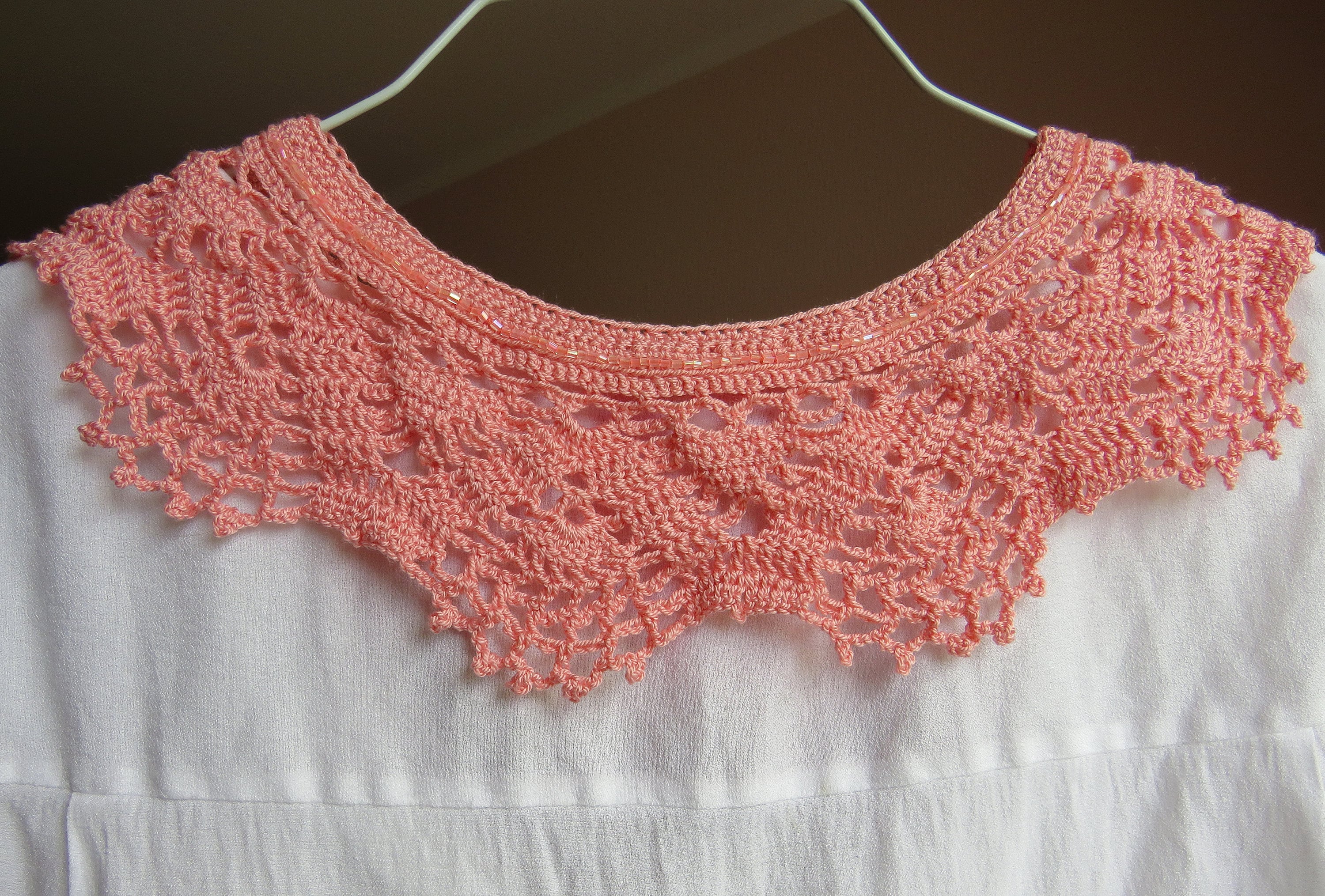 Pink Lace Collar Peter Pan Detachable Collar Crochet Neck Accessory - Etsy