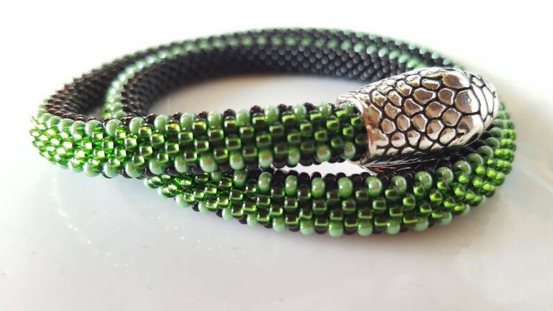 Snake-snake Bracelet-beaded Snake Necklace-snake Jewelry-green - Etsy