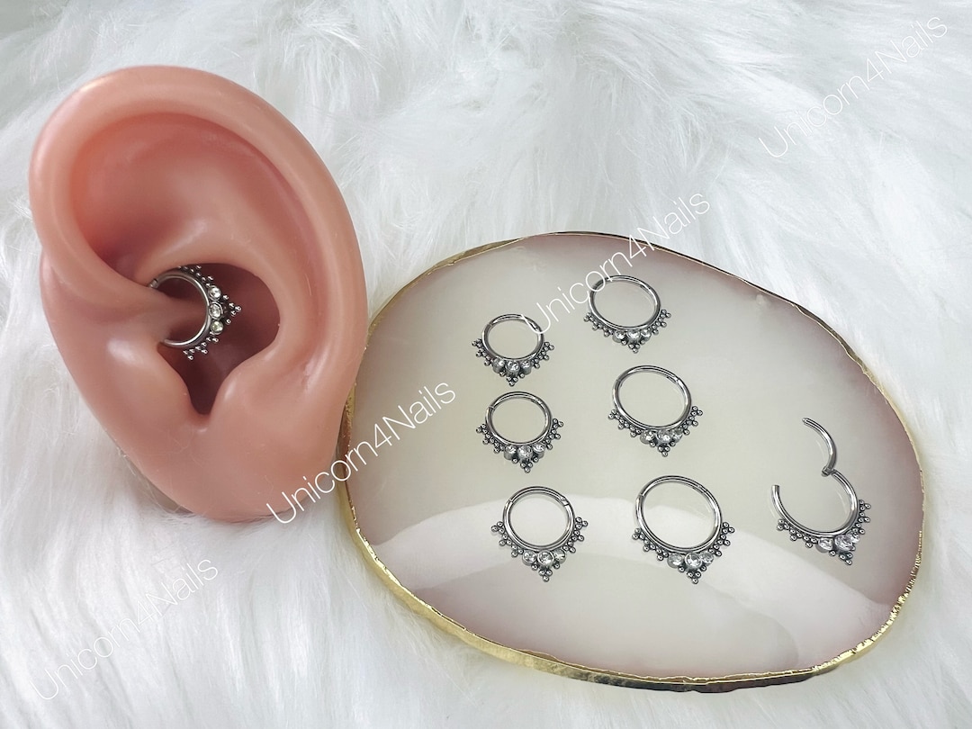Hoop Clicker Septum & Daith Piercing Earrings Nose Snug Ring 8mm 10mm ...