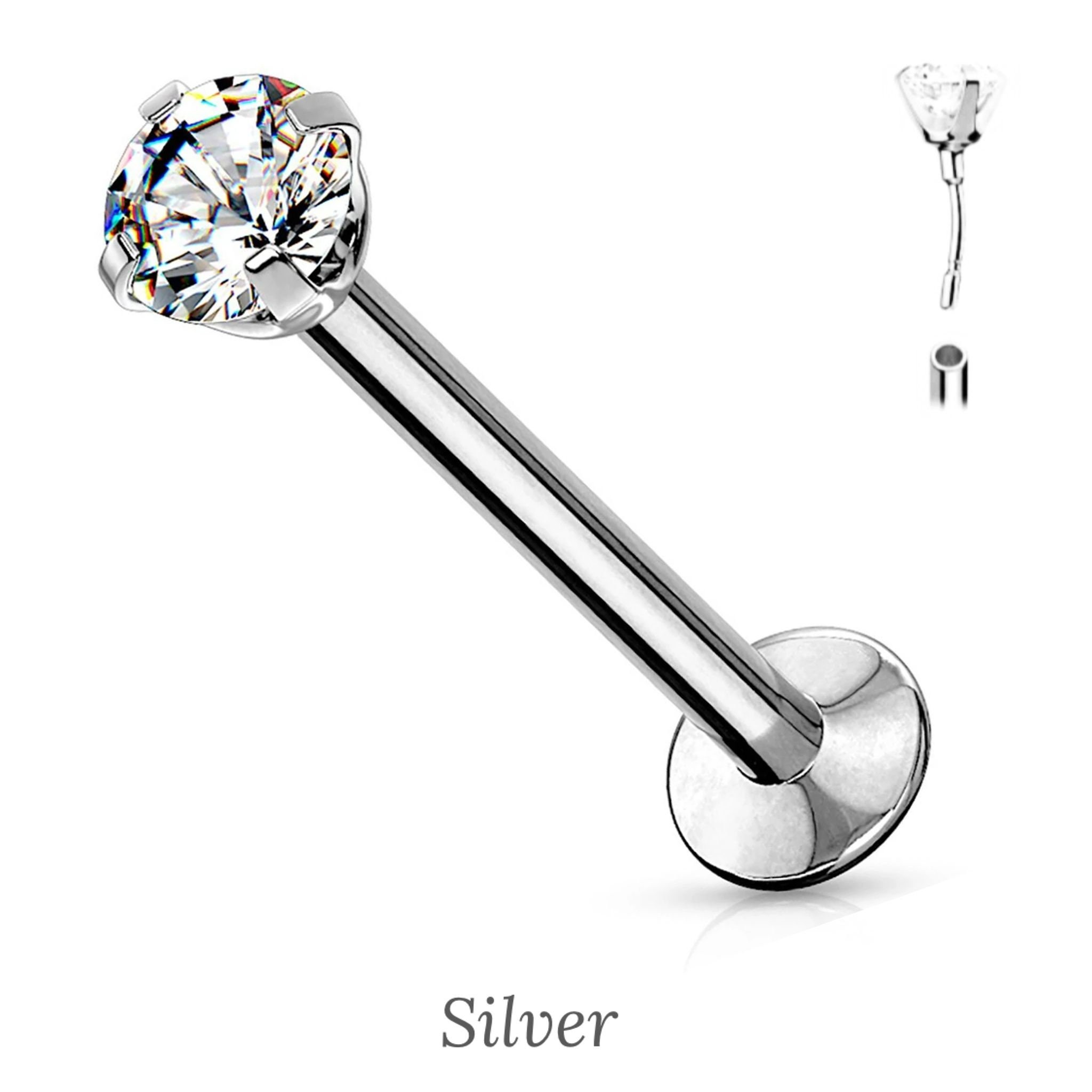 20G Cartilage Piercing Stud Push in Pin 6mm 8mm Bar Clear Gem - Etsy UK