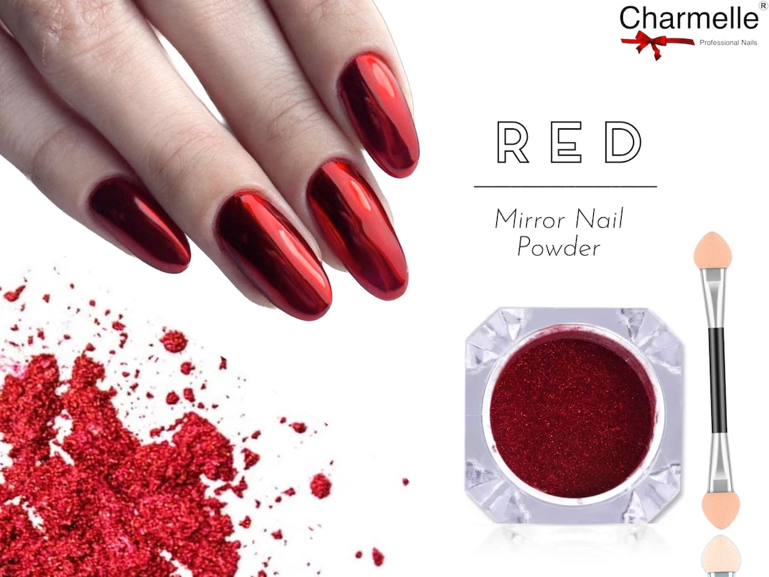 Red Nail Mirror Chrome Powder Metallic Colour Nails Shimmer Loose ...
