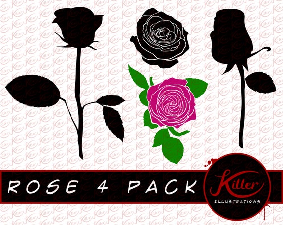 ROSE 4 PACK Vector Clip Art Cut File Instant Digital | Etsy