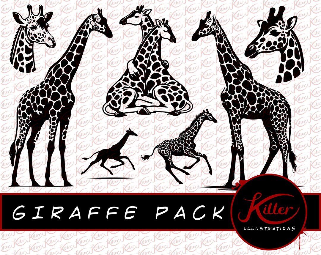 Giraffe Pack | 7 Designs | Vector | ANIMAL Clip Art | Africa | Cut File ...
