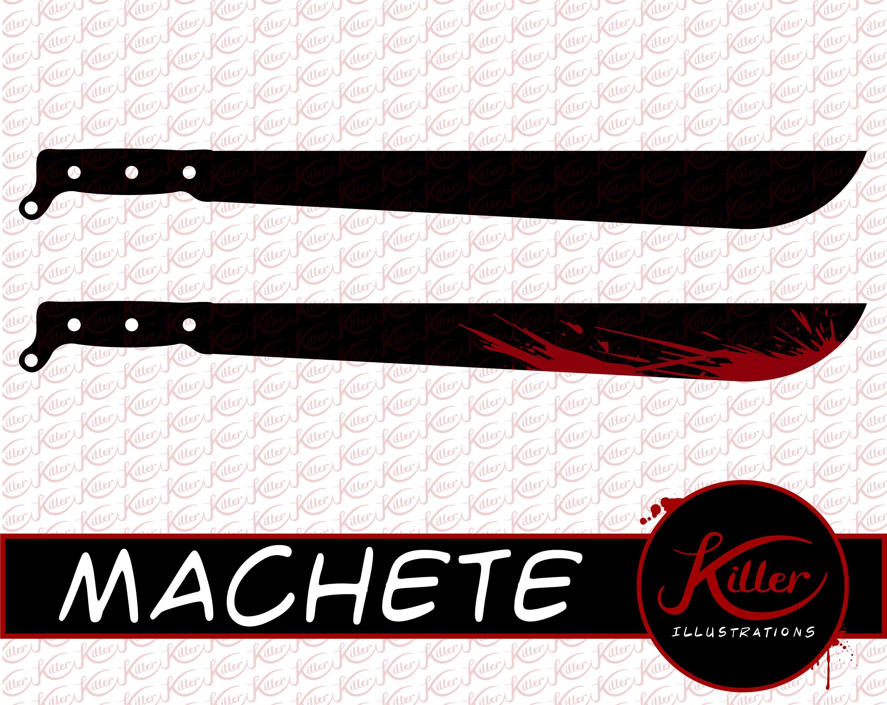 Machete Vector Clip Art Bloody Weapon Cut File Instant | Etsy