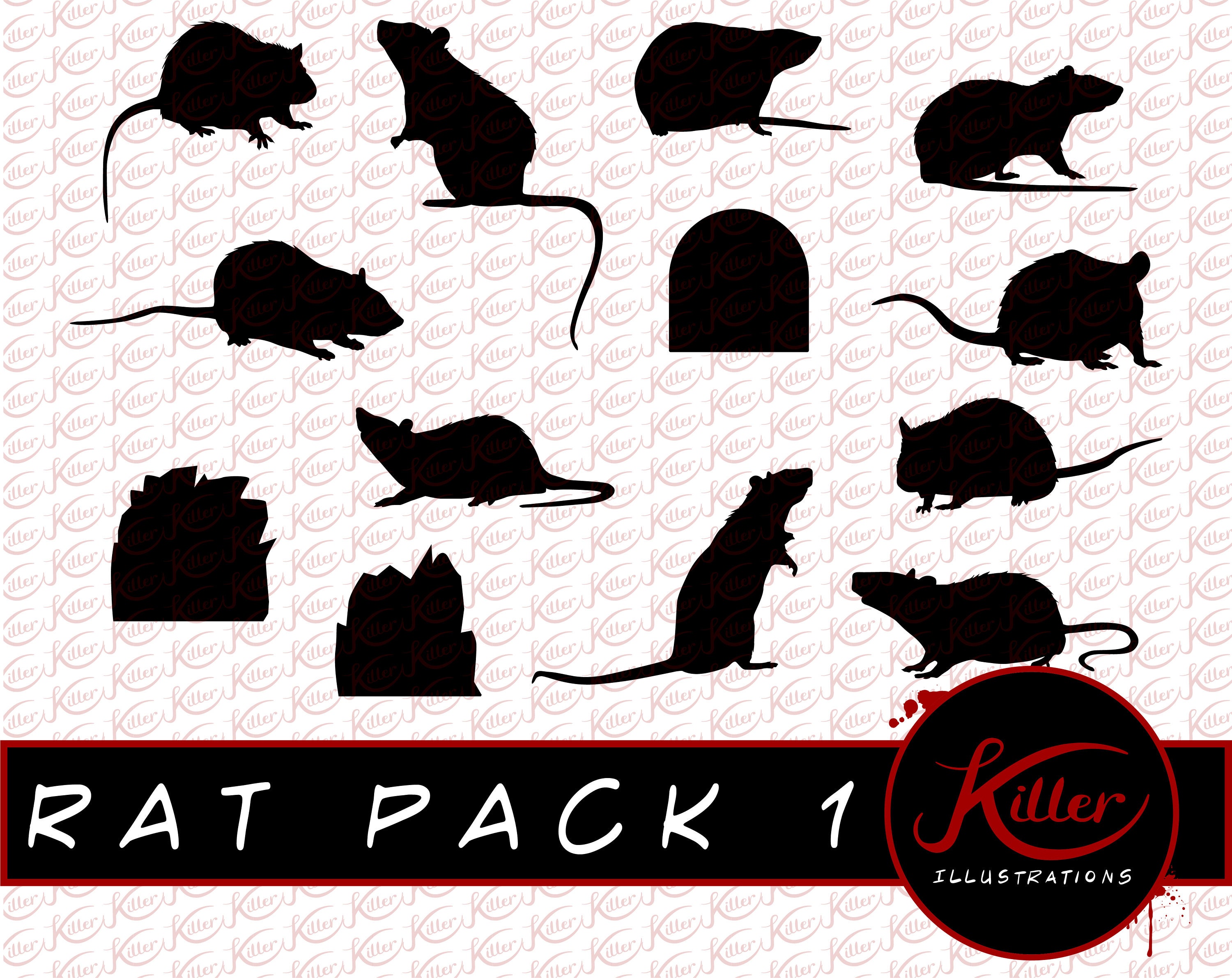 RATS 10 Pack Vector ANIMAL Clip Art Cut File Instant | Etsy