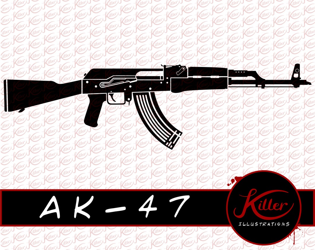 AK-47 Gun Vector | Rifle Clip Art | Firearm | Cut File| Instant Digital ...