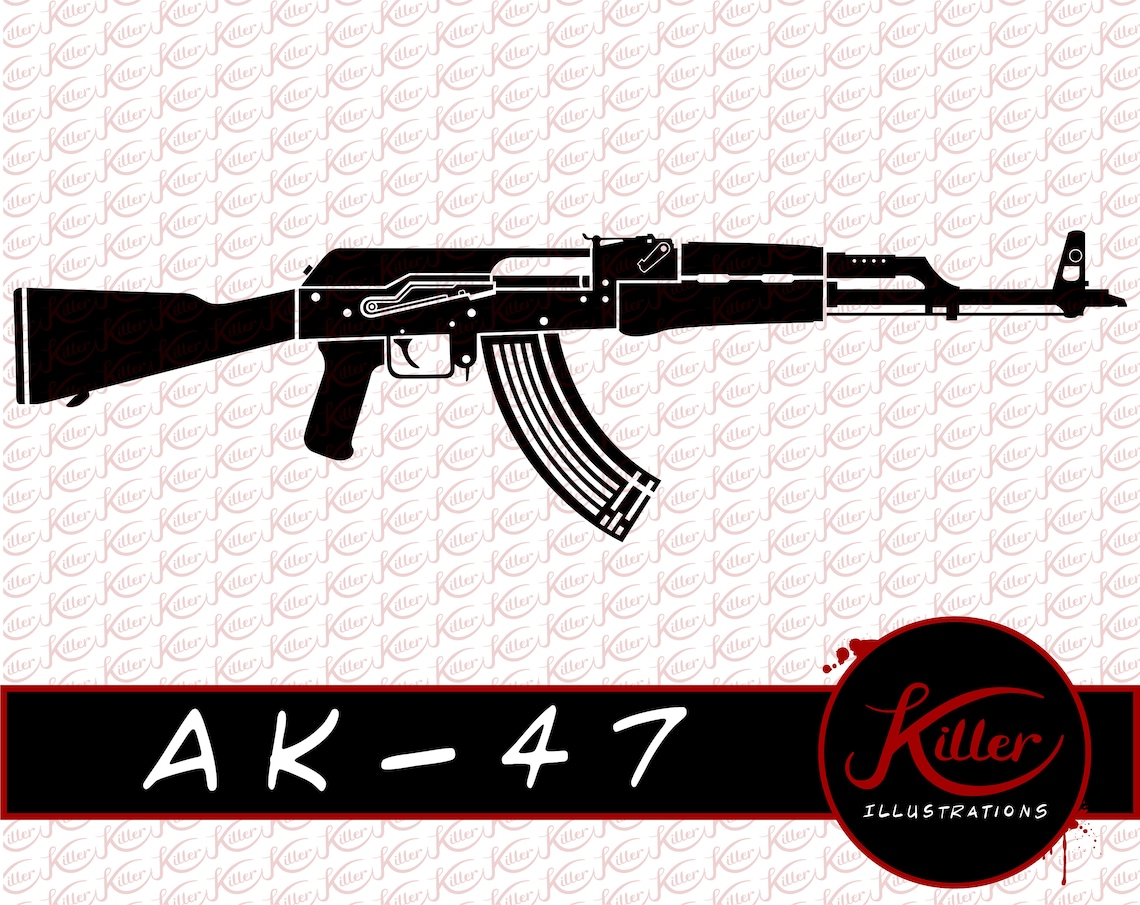 AK-47 Gun Vector Rifle Clip Art Firearm Cut File - Etsy UK