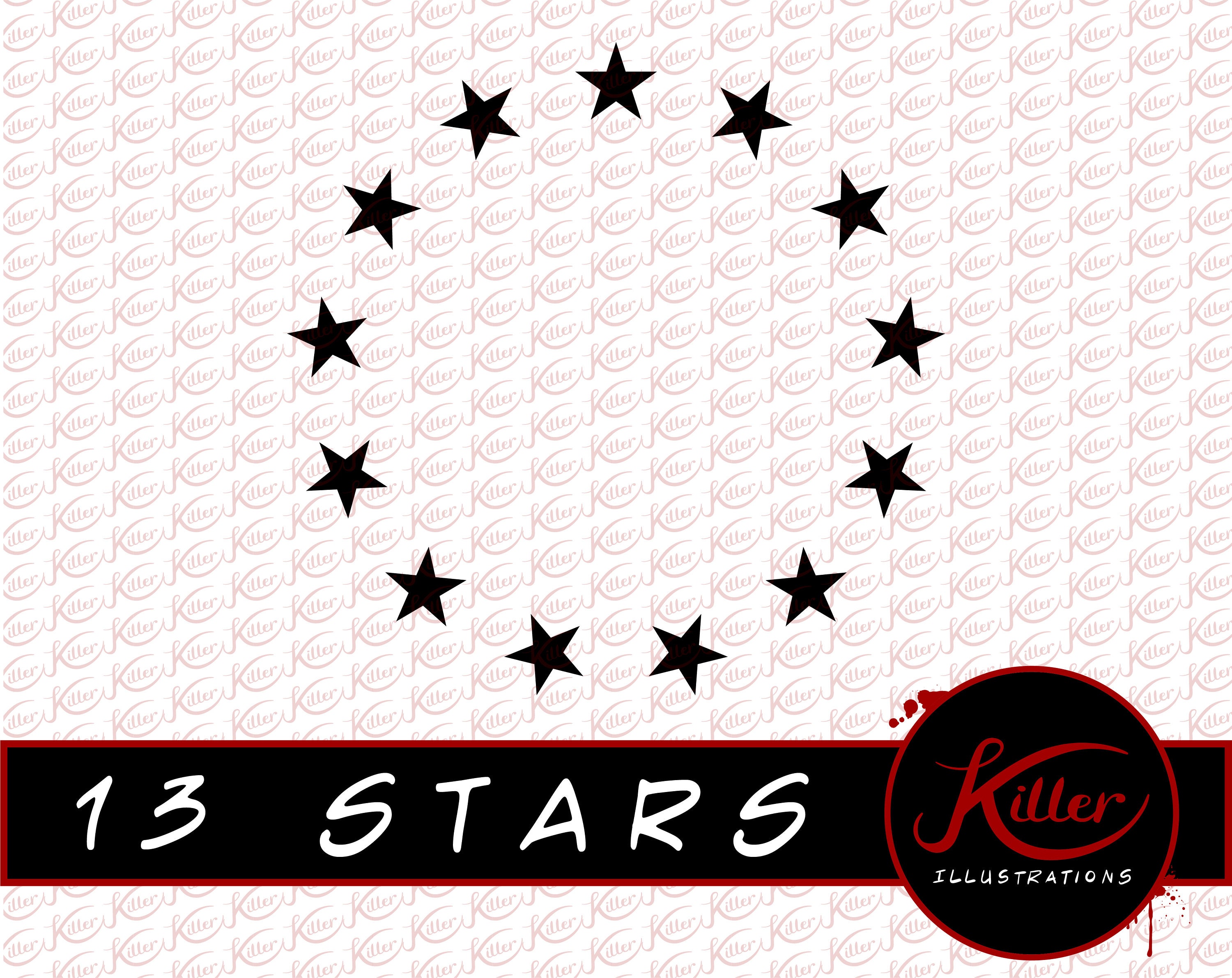 13 STARS Vector Clip Art Cut File Instant Digital | Etsy