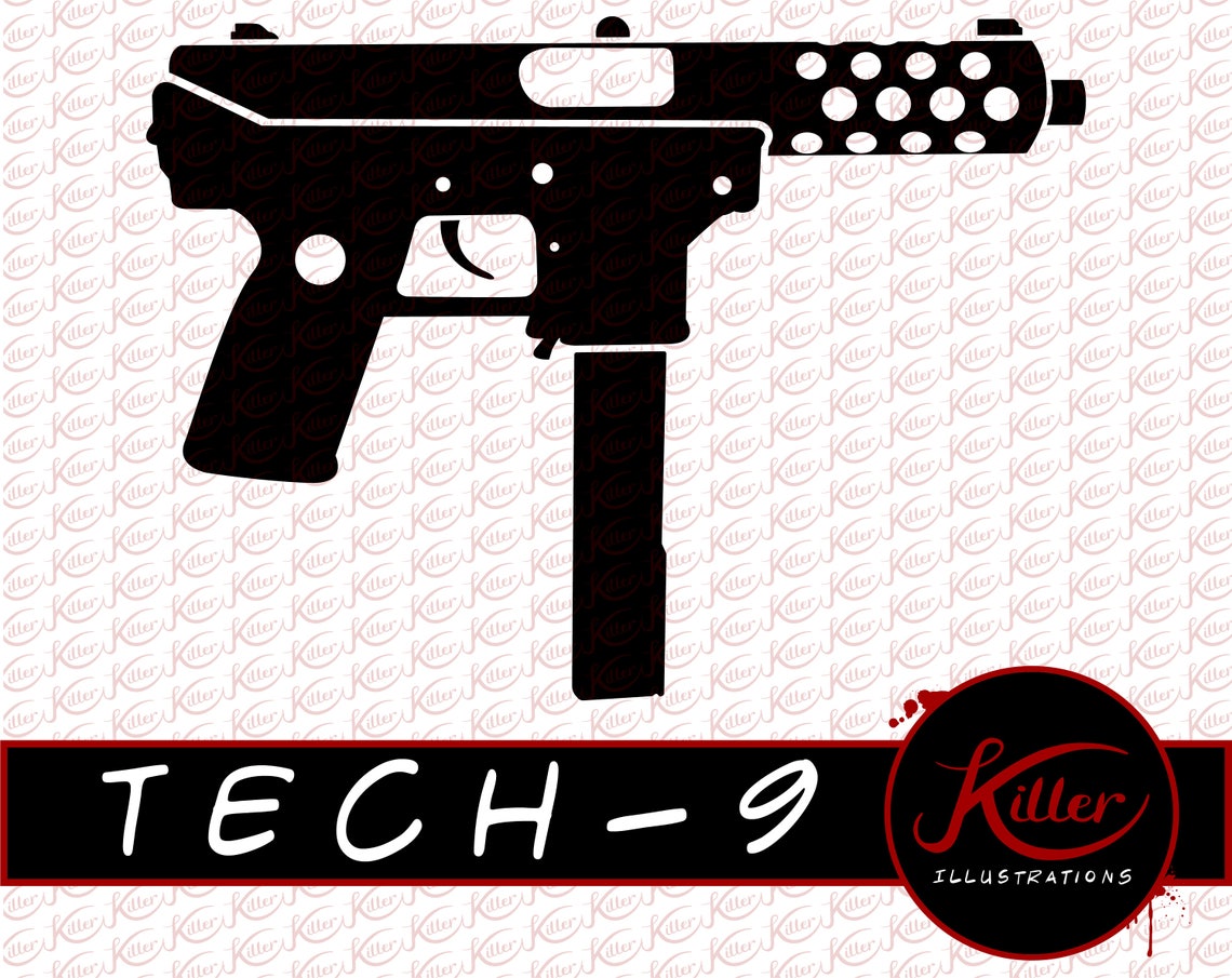 TECH-9 Gun Vector SMG Clip Art Firearm Cut File Instant - Etsy