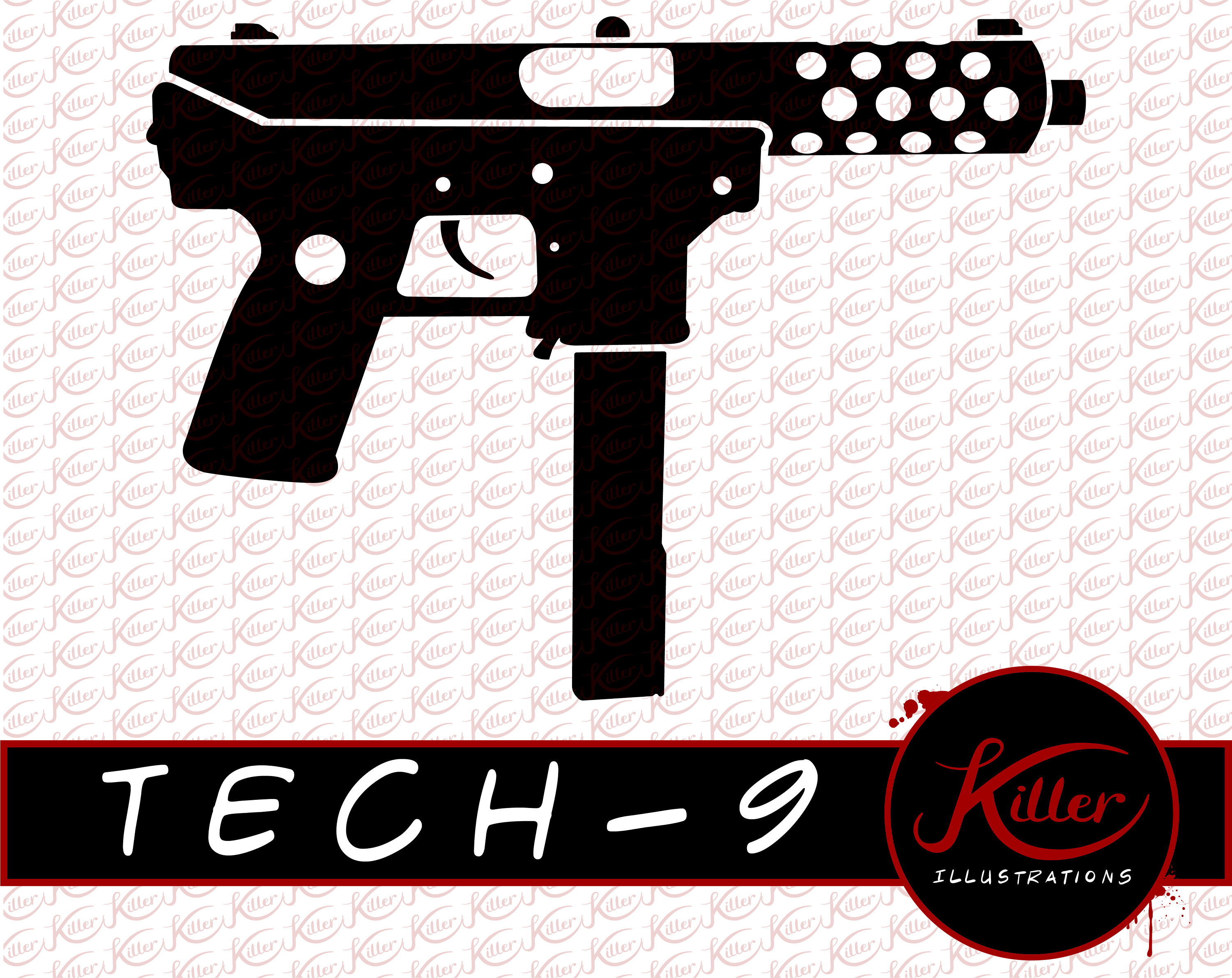 TECH-9 Gun Vector SMG Clip Art Firearm Cut File Instant - Etsy Denmark