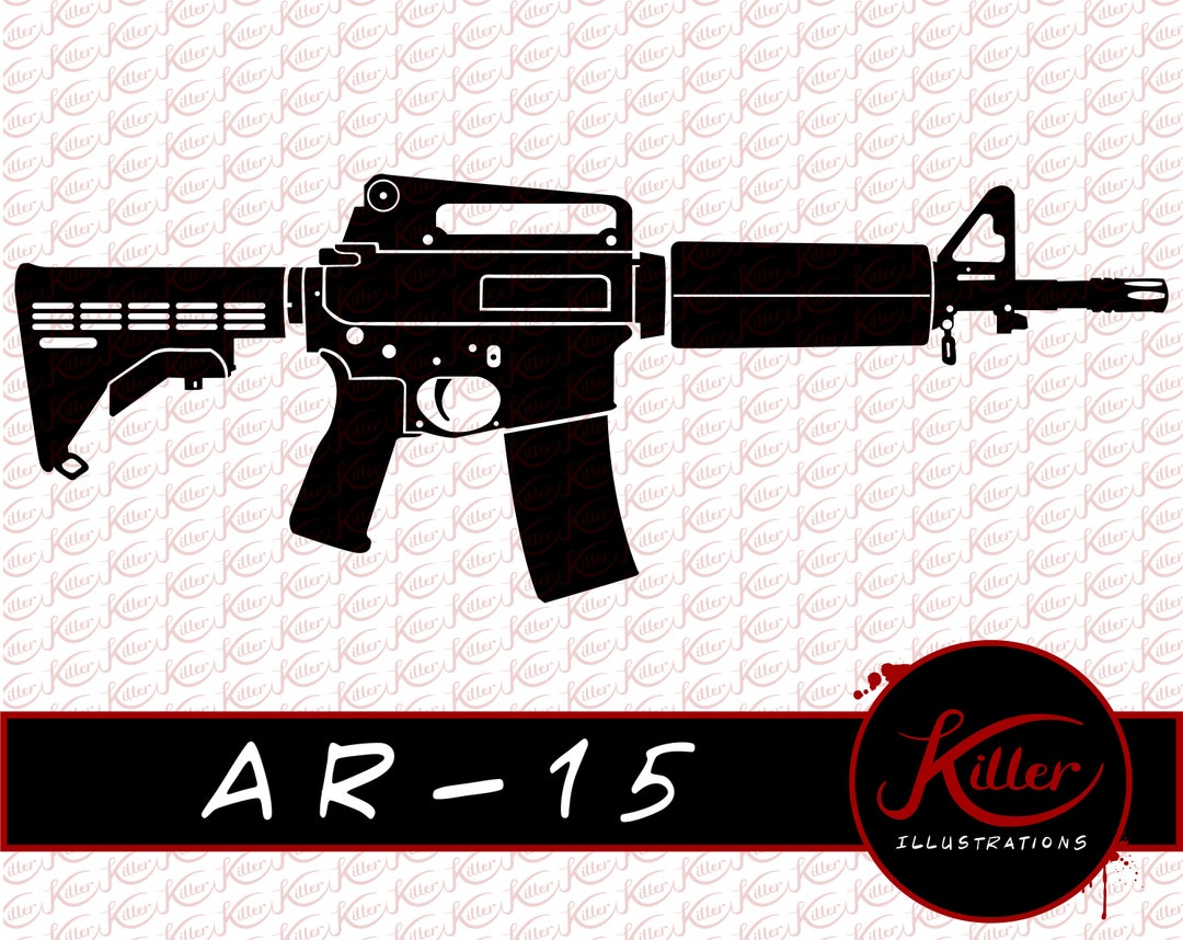 AR-15 Gun Vector | Rifle Clip Art | Firearm | Cut File| Instant Digital ...