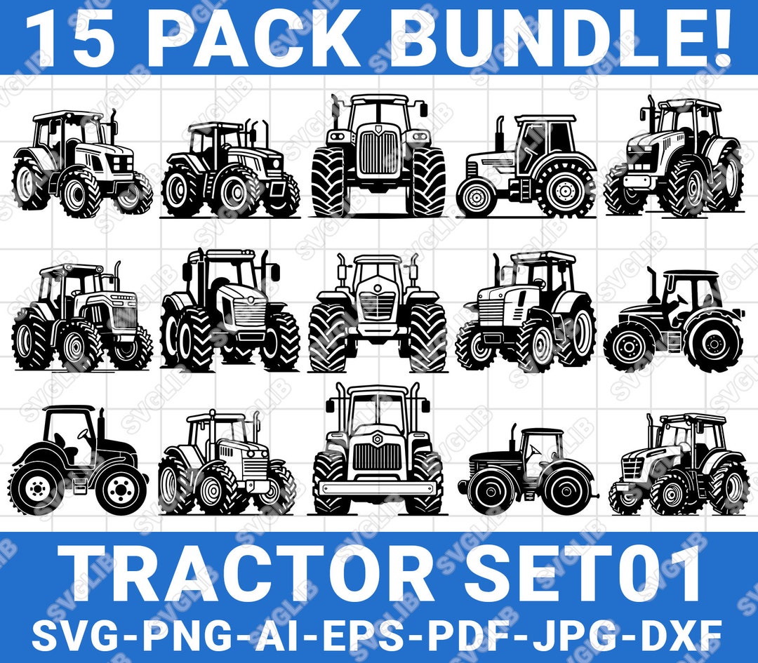 Tractor Set01 SVG Bundle, Tractor PNG Collection, Clipart, Detailed ...